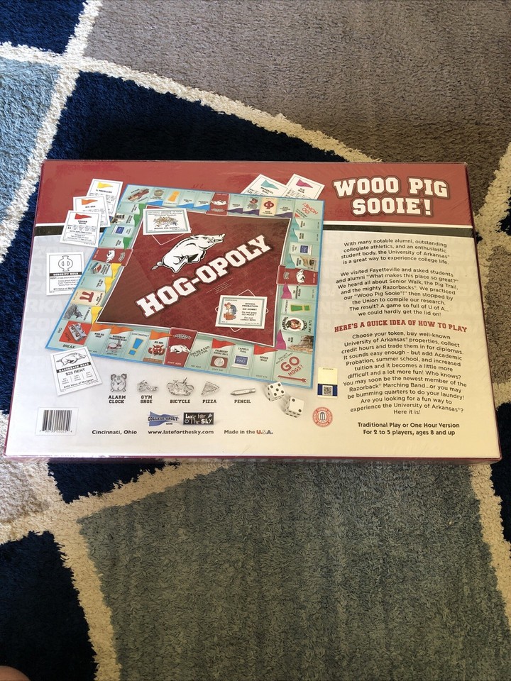University of Arkansas Razorbacks Hog-Opoly Monopoly Style Board Game ...