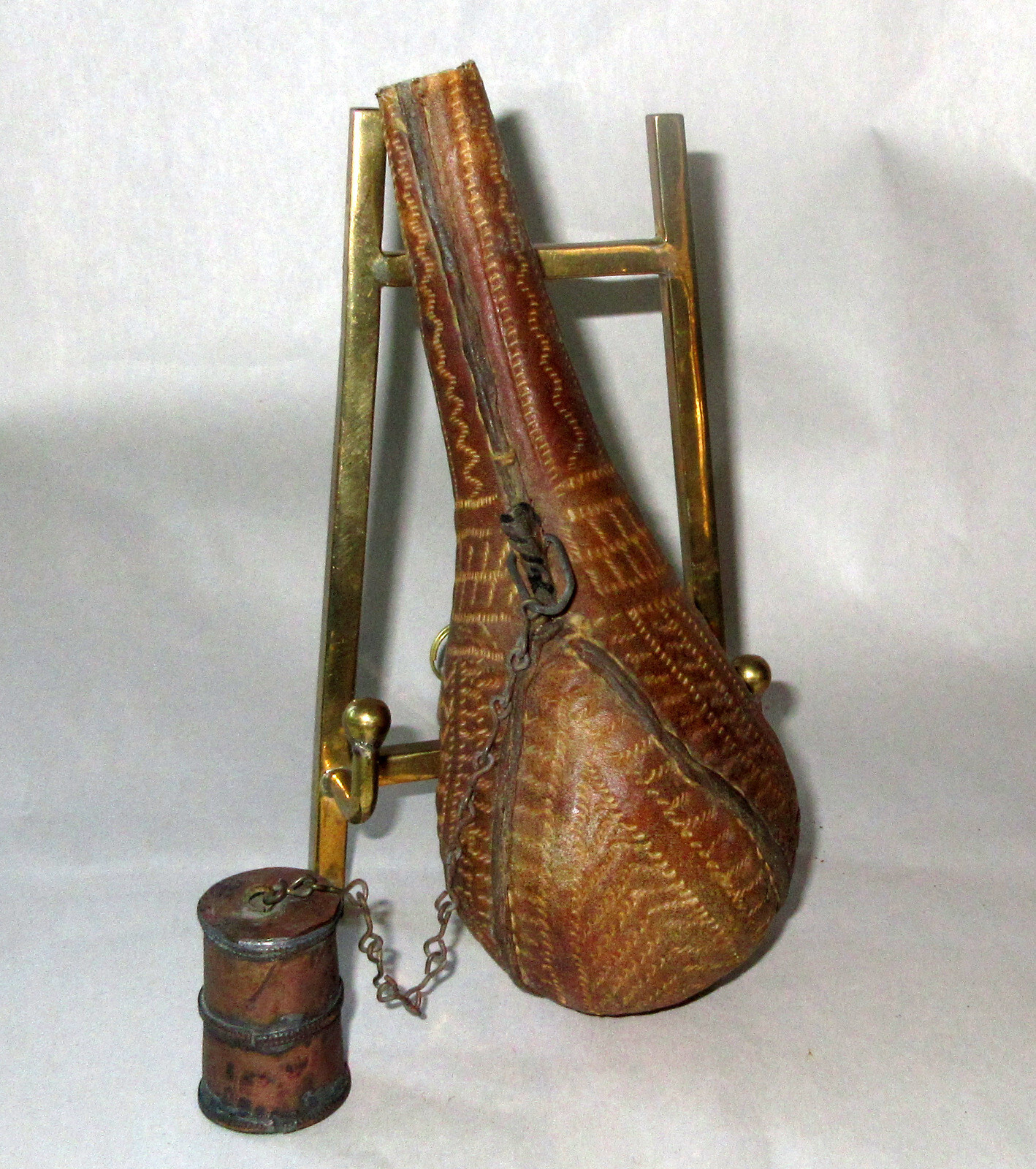 Antique 1800s Bedouin Carved Leather Camel Scrotum Gun Powder Flask | eBay