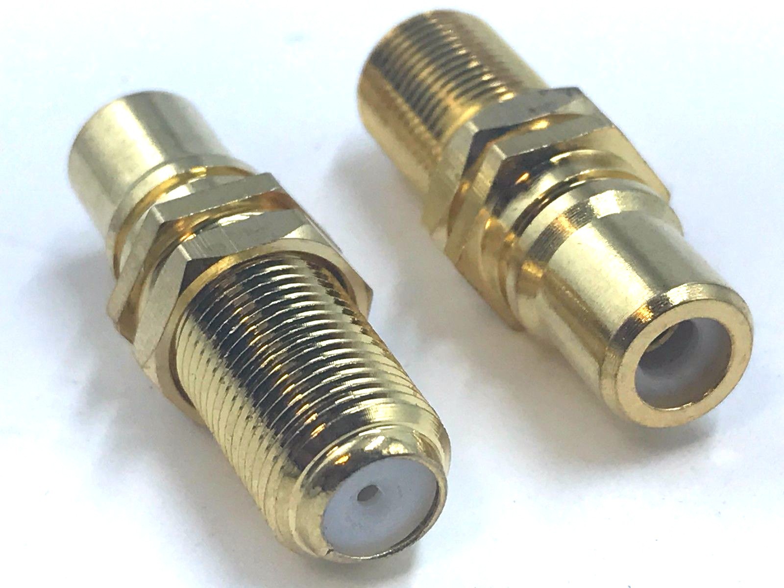 C&E RCA Jack to F Jack Panel Mount Adapter White Insulator Gold Plated ...