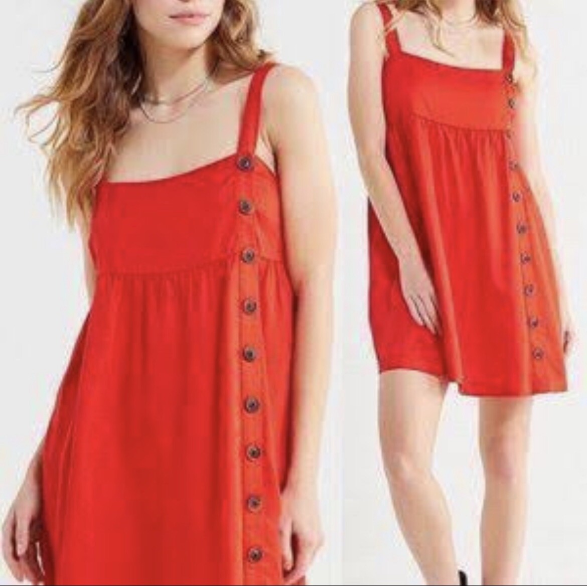 Urban Outfitters Red Button Down Overall Dress Size S - Gem