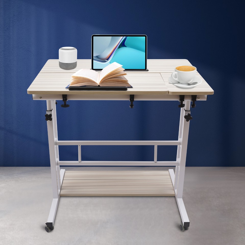 Rolling Laptop Desk Adjustable Angle & Height Laptop Table Computer ...