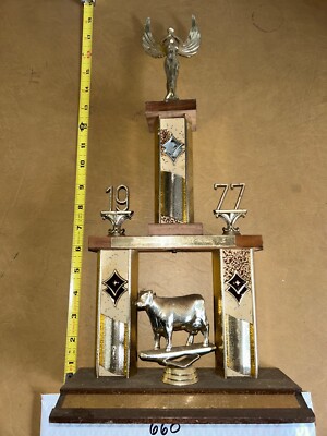 COW bull animal TROPHY vintage antique 1970s farm heffer cattle prize ...