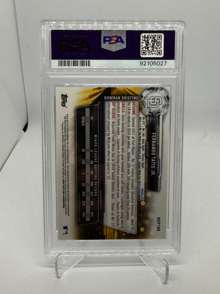 2017 Bowman Chrome Fernando Tatis Jr /99 Green Refractor #BCP160 PSA 10 ...