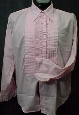 VINTAGE RUFFLED TUXEDO TUX SHIRT RETRO LIGHT PINK MADE IN USA NEW OLD ...