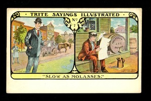 Trite Sayings Illustrated postcard Cartoon Comic Lounsbury 1907 Slow as ...