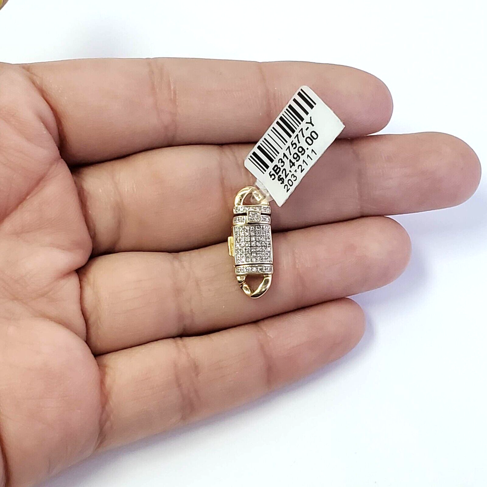 10K Yellow Gold Diamond Box Clasp Cuban Accessory 7-75MM Pave Set ...