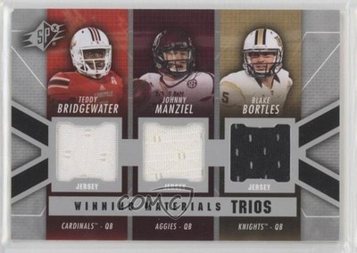 2014 SPx Winning Materials Trios Teddy Bridgewater Johnny Manziel ...