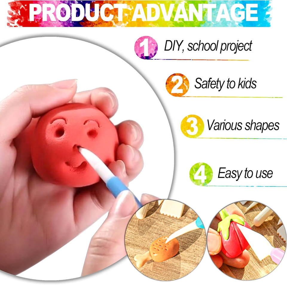 Air Dry Clay Tools for Kids Ages 8+ Pottery Clay Tool Kit Plastic Clay ...