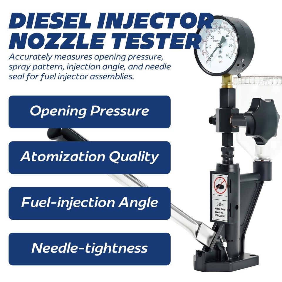 600Bar Diesel Fuel Injector Tester Kit, 8700PSI Diesel Injector Nozzle ...