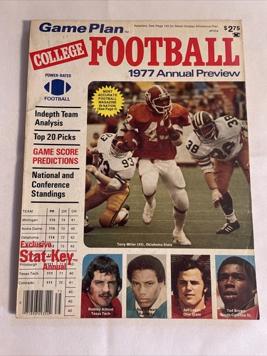 Game Plan College Football Magazine, 1977 Annual Preview, Terry Miller ...