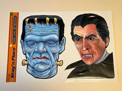Vintage 1980's Halloween Frankenstein/ Dracula Reusable Vinyl Window ...