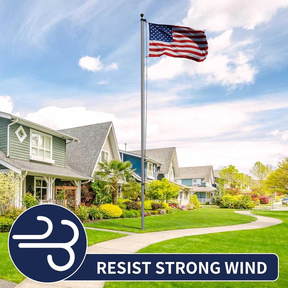 20FT Heavy Duty Flag Pole,12 Gauge Aluminum,100 MPH Wind Tested,Extra ...