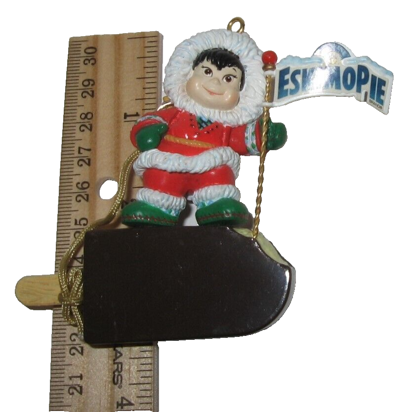 1999 Eskimo Pie Christmas Ornament Eskimo with Backpack & Pick on Ice ...