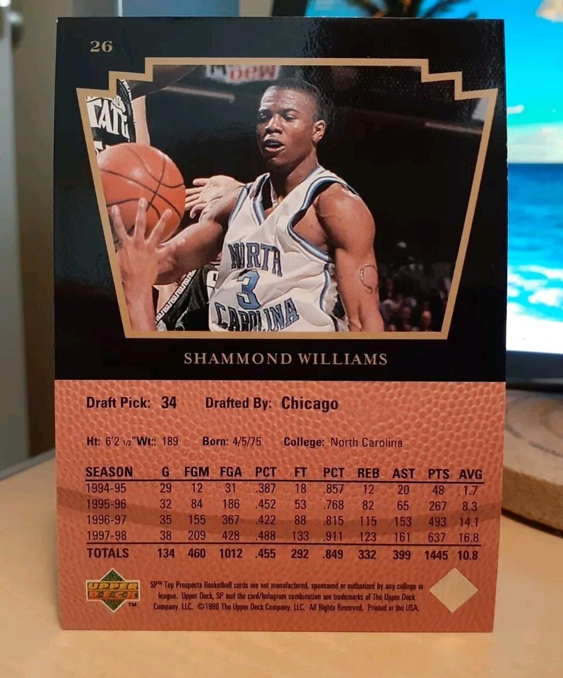 1998 SHAMMOND WILLIAMS SP #26 ROOKIE UNC NORTH CAROLINA TAR HEELS | eBay