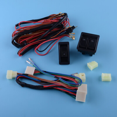 12V Universal Power Window Switch Kit Set with Wiring Harness & Switch ...