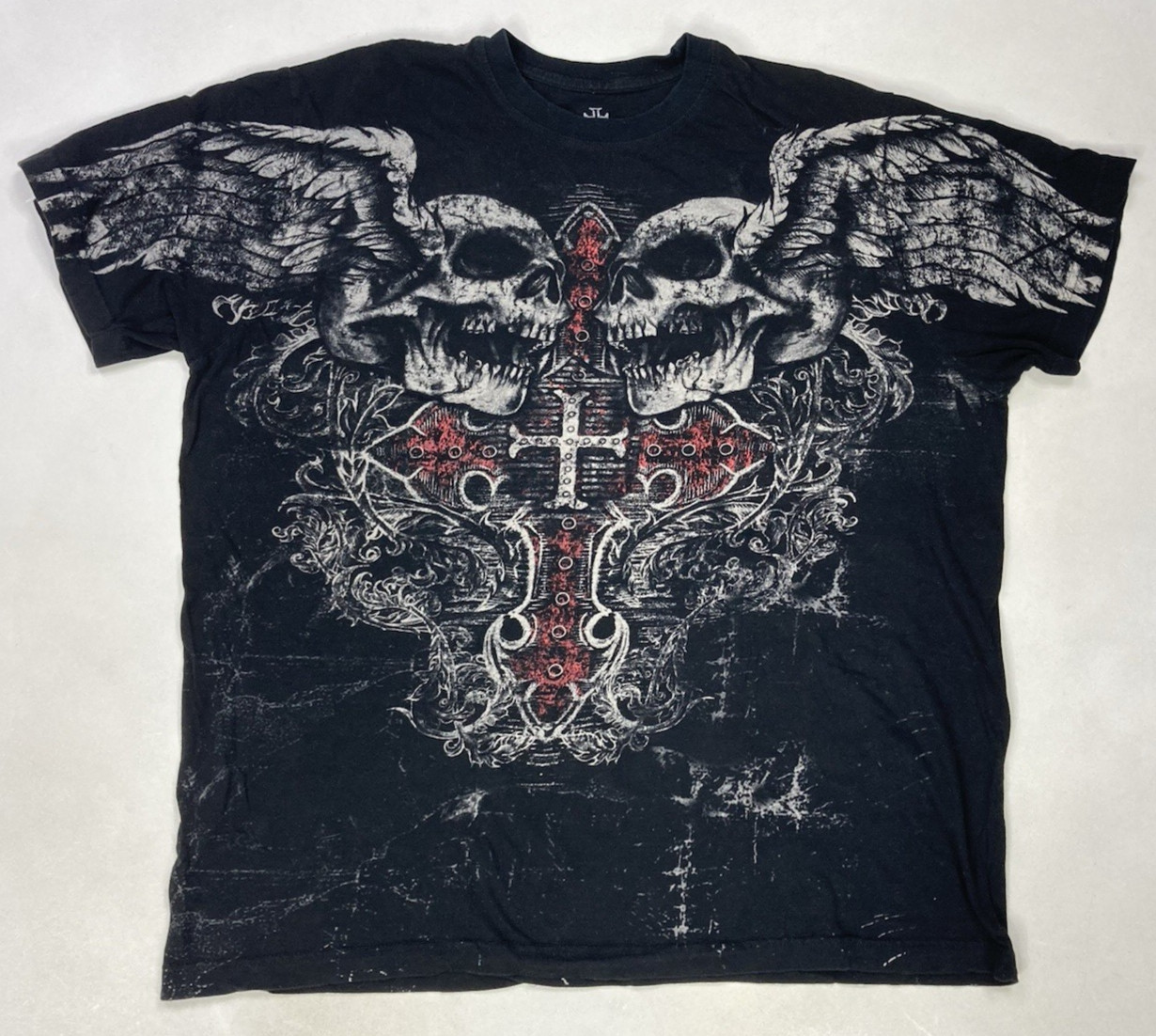 XAR Cross Skull Graphic T-shirt Men XL Black Short Sl… - Gem