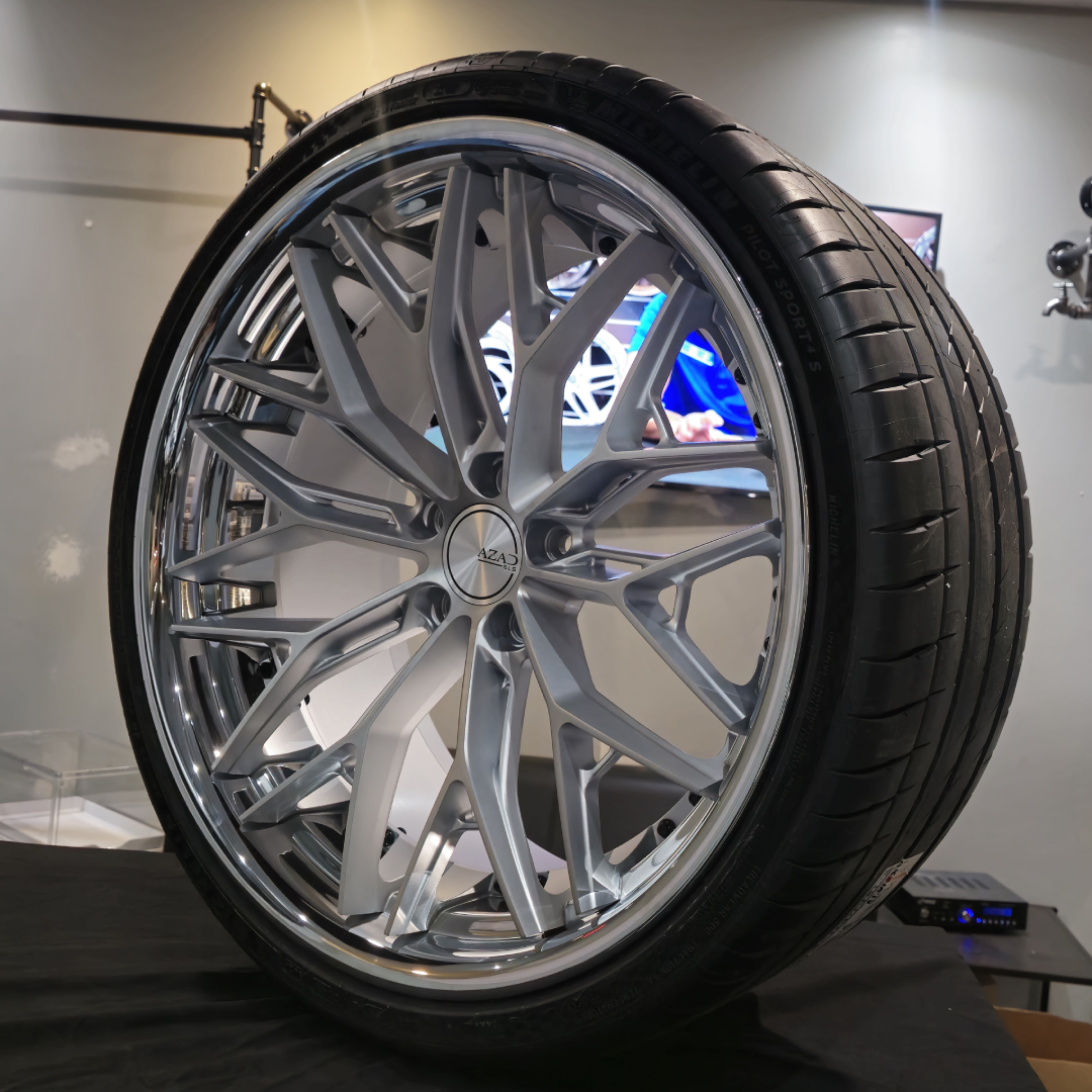 22 Inch Azad Wheels AZSL1.0 Staggered Chrome Rims Michelin Tires BMW 7 ...