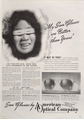 American Optical Sunglasses Vintage 1941 Print Ad Ephemera Art Decor | eBay