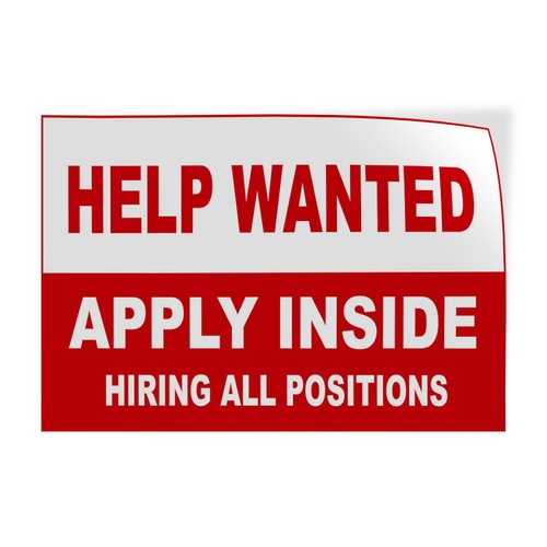 Decal Stickers Help Wanted Apply Inside Hiring All Positions Store Sign ...