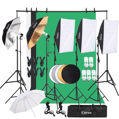 Photo Studio Photography Light Kit Umbrella Softbox Backdrops Stand w ...