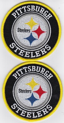 2 PITTSBURGH STEELERS 3.5 INCH SEW/IRON ON PATCH EMBROIDERED BADGE NFL ...
