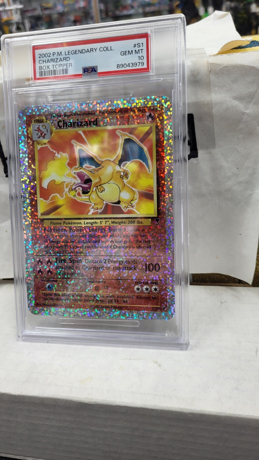 2002 CHARIZARD BOX TOPPER REVERSE HOLO LEGENDARY COLLECTION POKEMON PSA ...
