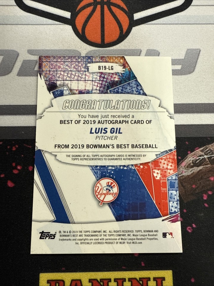 2019 Bowman Bowman's Best Luis Gil Best of 2019 Auto Atomic Refractor ...