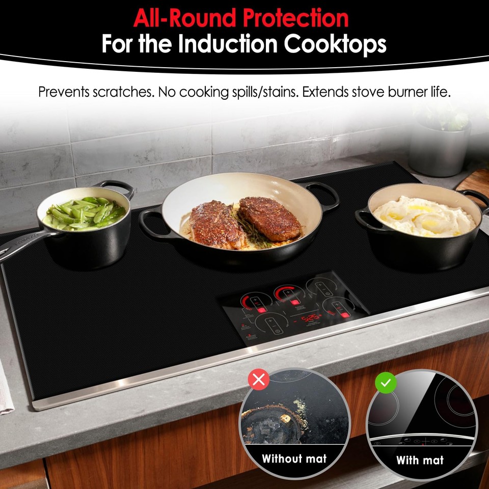 Extra Large Induction Cooktop Protector Cover Mat (Magnetic) 20.8"Wx24 ...