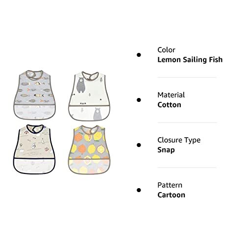 4 Pack Baby Bib Waterproof bibs Stain Oil and Odor Resistant with Crumb ...