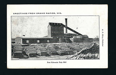 Grand Rapids Wisconsin WI c1908 Port Edwards Pulp Mill Log Stacks at ...