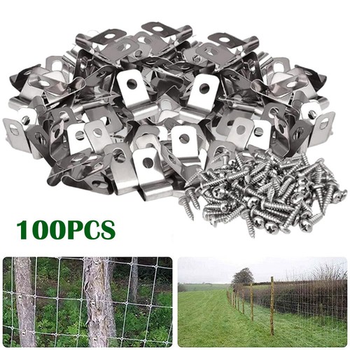 100pcs Wire Mesh Clip Stainless Steel Screw Fixing Hole Welded Wire ...