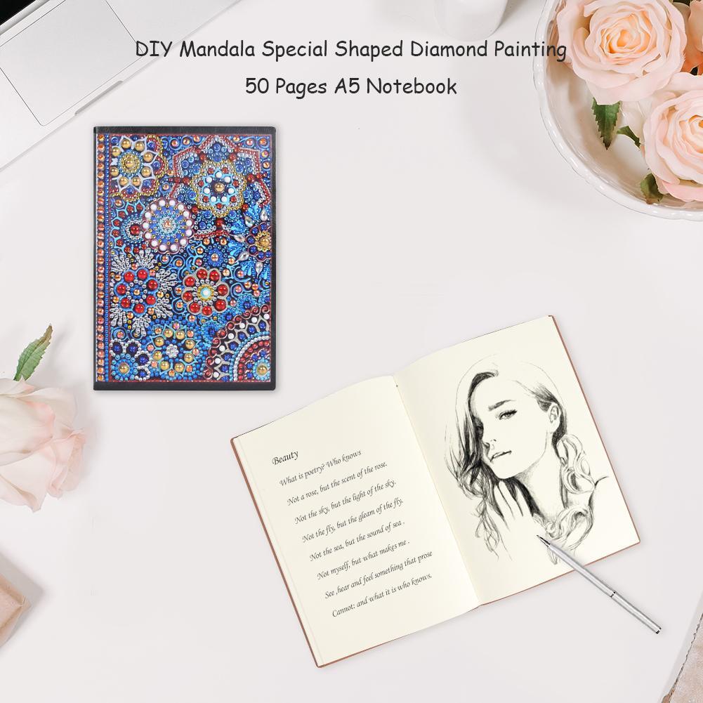 DIY Mandala Special Shaped Diamond Painting 50 Pages A5 Notebook Diary ...