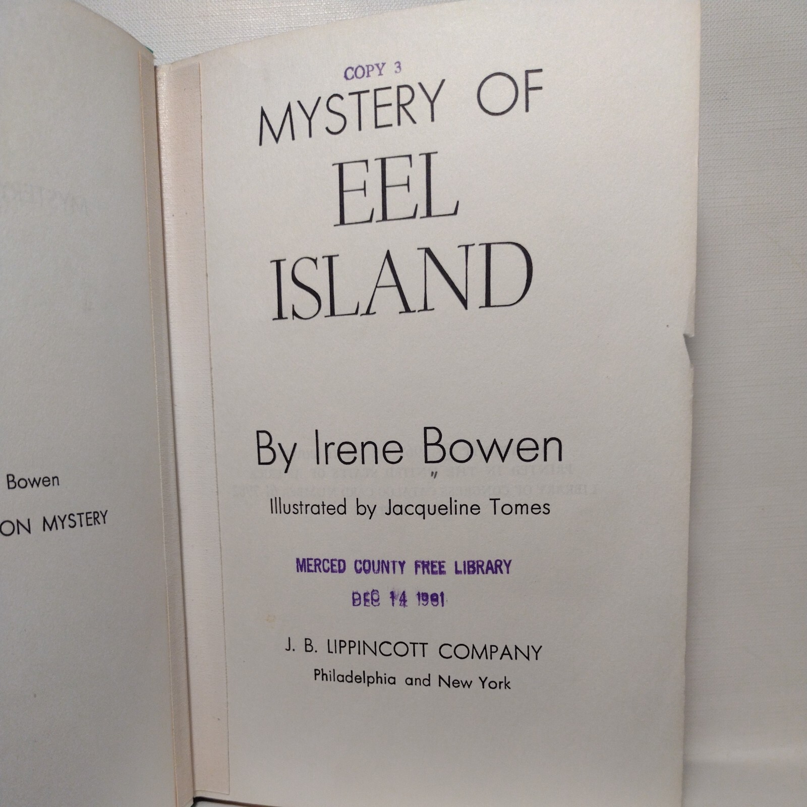 Mystery of Eel Island by Irene Bowen -HBDJ -First Edition -1961 -Ex ...