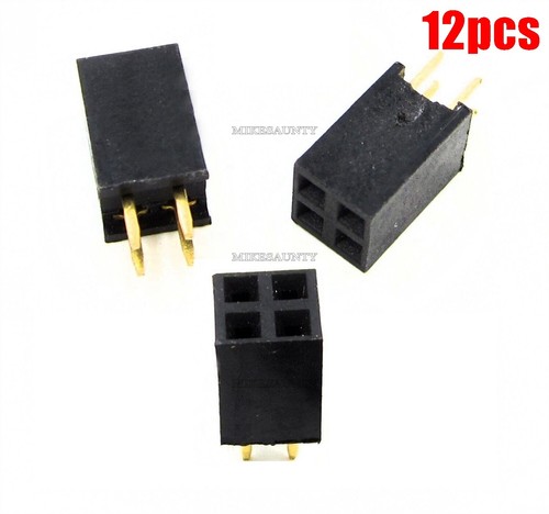 12Pcs Double Row 2X2 Pin 4P Pin Strip 2.54MM Straight Header Female New ...