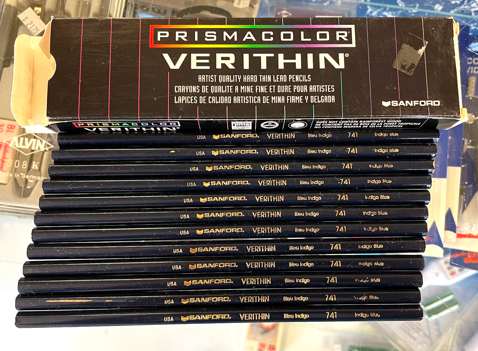 Vintage Prismacolor Verithin Colored Pencils Indigo Blue 741 Box of 12 ...