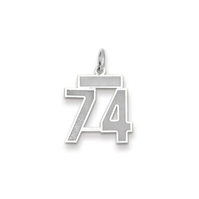 14k 14kt White Gold Small Satin Number 74 Charm PENDANT | eBay
