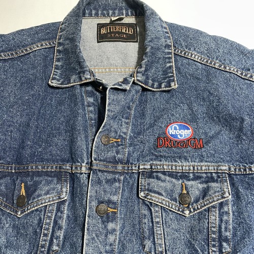 Vtg Krogers Drug/GM Uniform Employee Blue Denim Jacket Sz L Coat | eBay