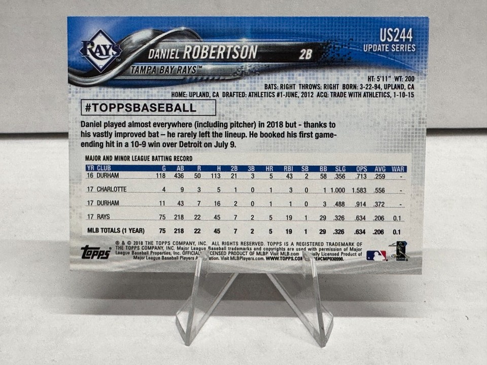 2018 Topps Update Series Card #US244 Daniel Robertson Tampa Bay Rays | eBay