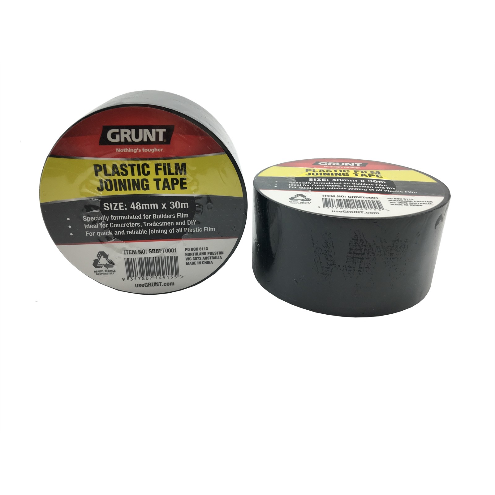 2x Grunt BUILDERS PLASTIC FILM JOINING TAPE 48mmx30m *Australian Brand ...
