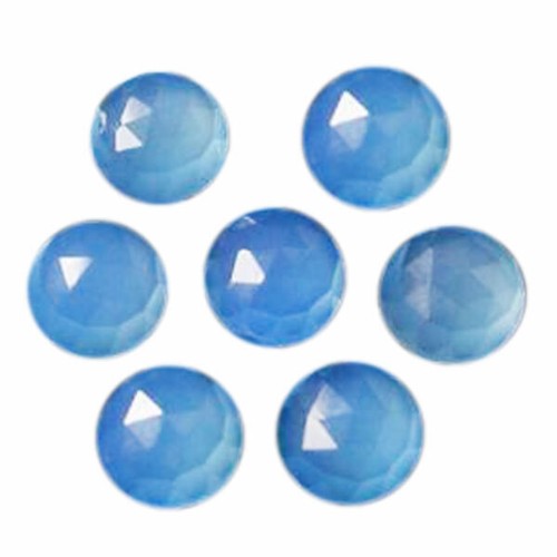 8MM TO 15MM NATURAL BLUE CHALCEDONY ROUND ROSE CUT FLAT BACK CABOCHON ...