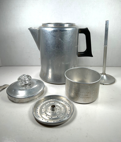 VTG Mirro Aluminum 8 Cup Coffee Pot Percolator 492M Stove Top Cowboy ...