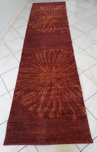 NEW MODERN RED HEAT-SET DENSE FLOOR HALL HALLWAY RUNNER RUG 80X300CM ...