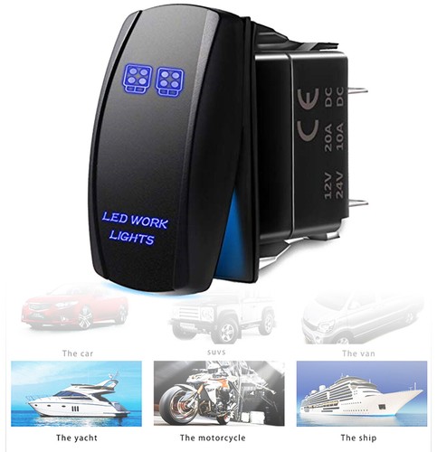 5 pin Rocker Switch LED POD Lights Laser Rocker Switch Blue LED Light ...