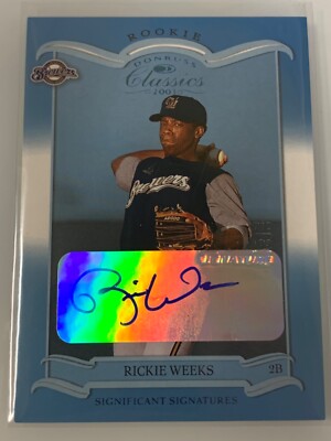 2003 Donruss Classics RICKIE WEEKS RC Rookie Auto #08/10 Brewers #208 ...