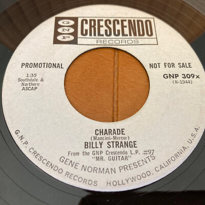 CHARADE PROMO BILLY STRANGE VINYL 45 RECORD 7" WHITE LABEL CRESCENDO ...