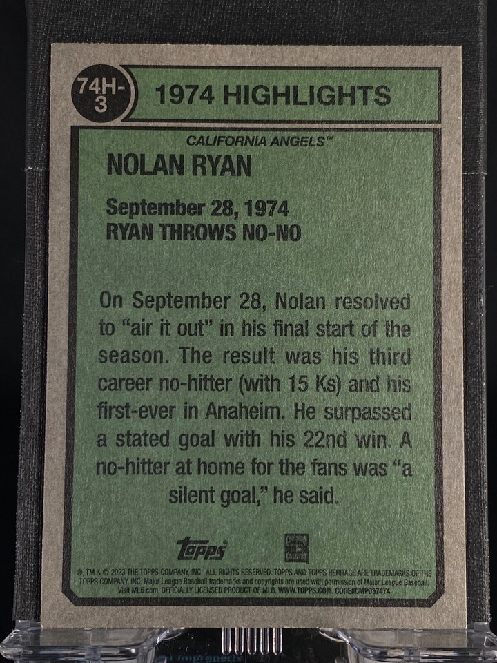 2023 Topps Heritage High Number "1974 Highlights" Nolan Ryan - CARD#74H ...