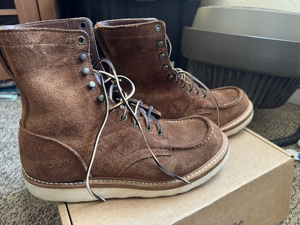 US 7.5D Truman Boots UPLAND MOC TOE Rough Out Filson Nicks JK Whites ...