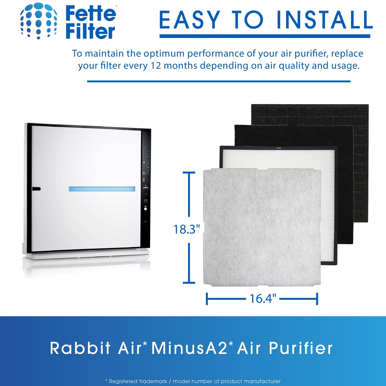 A2 Odor Reduction Filter Kit Compatible with Rabbit Air MinusA2 Air ...