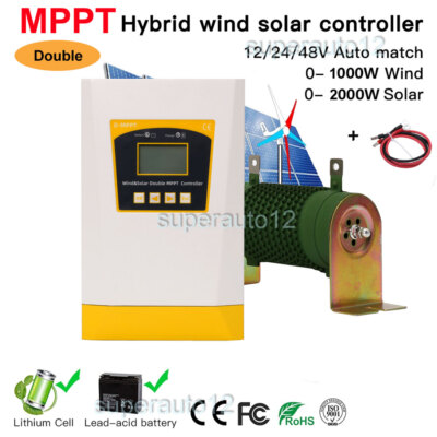 3000W Wind Solar Double MPPT Hybrid Charge Controller Auto 12V 24V 48V ...