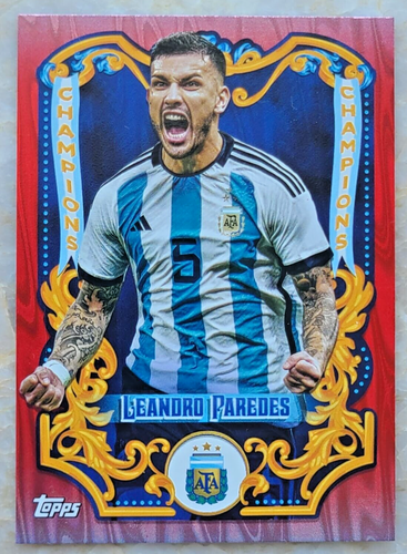 2023 Topps Argentina Fileteado Leandro Paredes RED 4/5 Champions SSP # ...